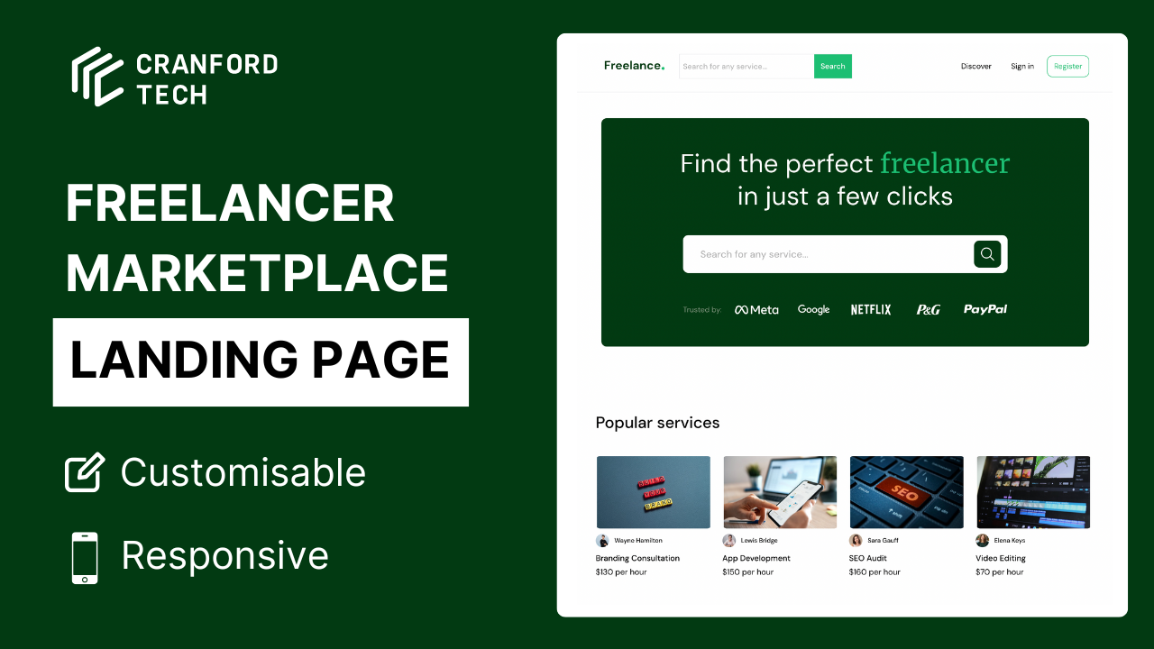 Freelancer Marketplace Landing Template | Bubble